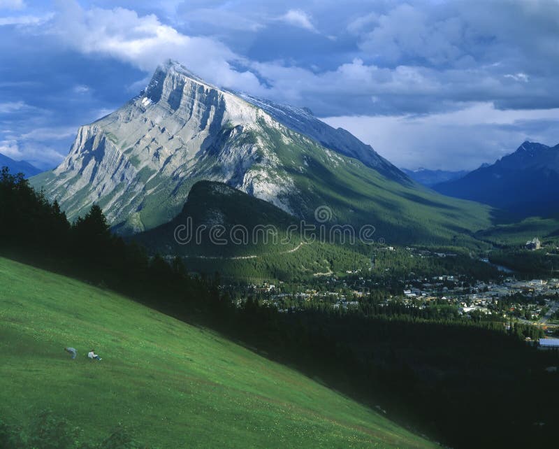 Banff Townsite Alberta Canada Stock Photo - Image of springs, outdoors ...