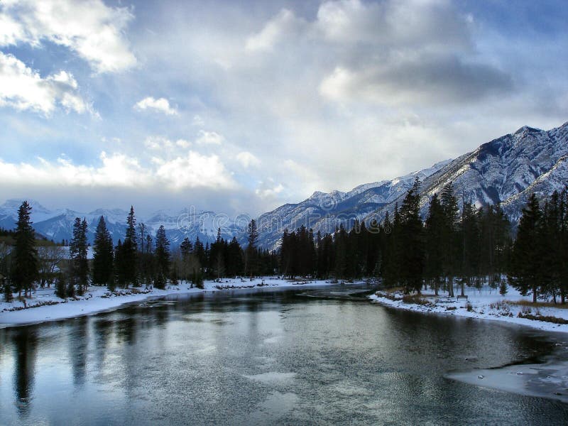 Cold Winter Waters in Alberta Stock Photo - Image of watersedge, range ...
