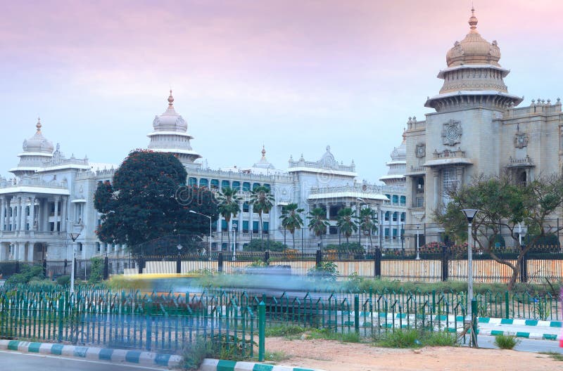 Bangalore Assembly in Twilight Stock Photo - Image of pillar ...