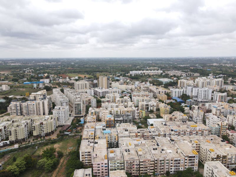 Bangalore Cityscape Aerial View Stock Photo - Image of horizontal ...