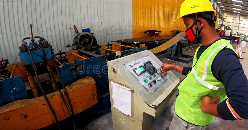 An Industrial Worker Using Controller Device Stock Video - Video of ...