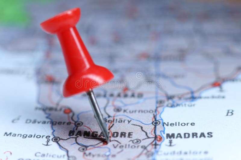 Bangalore, India Pin on Map Stock Photo - Image of business, paper ...