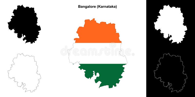 Bangalore outline map stock illustration. Illustration of shape - 368829857
