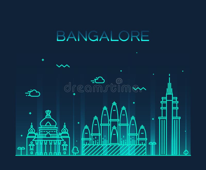 Bangalore Skyline Vector Illustration Linear Stock Vector ...