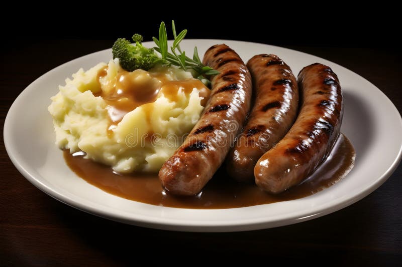 Bangers and Mash, a Classic Pairing of Sausages and Mashed Potatoes ...