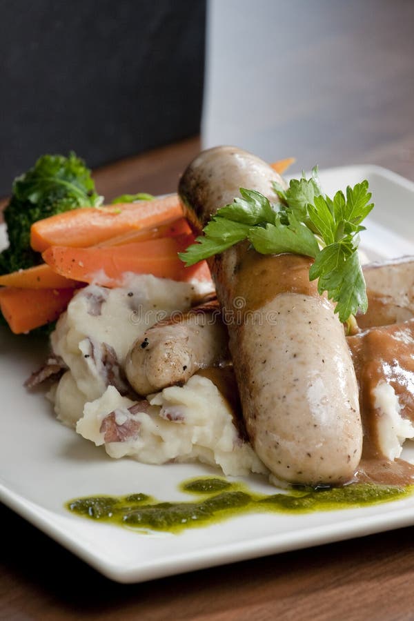 Bangers and Mash Plate stock photo. Image of table, meal - 25940552