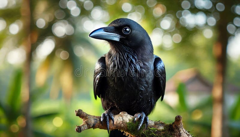 A Banggai Crow Perched on a Tree Branch Stock Photo - Image of perch ...