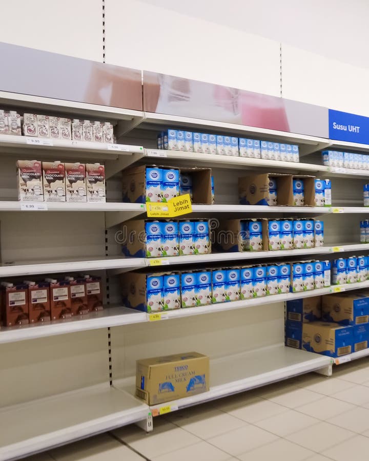 Rows of Milk Boxes on Supermarket Stand. Editorial Stock Image - Image ...