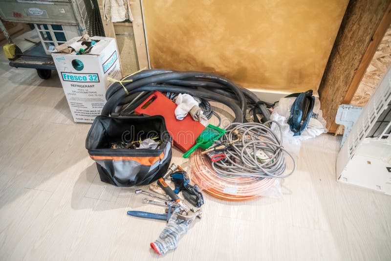 Air Conditioner Installation Tools on the Floor Editorial Photography ...