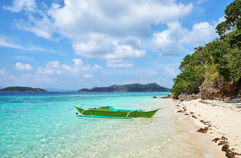 Bangka Boat on the Beach of an Island in the Philippines Stock Photo ...