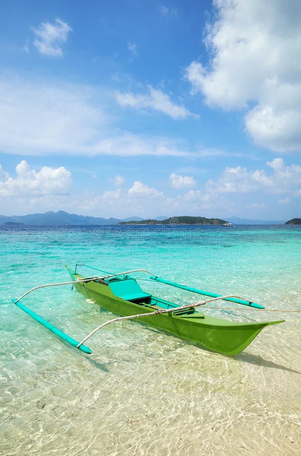Bangka Boat on the Beach of an Island in the Philippines Stock Photo ...
