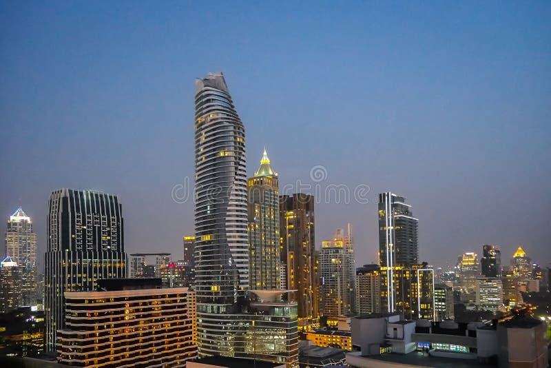 Bangkok Building Rooftop Night View Stock Photo - Image of rooftop ...