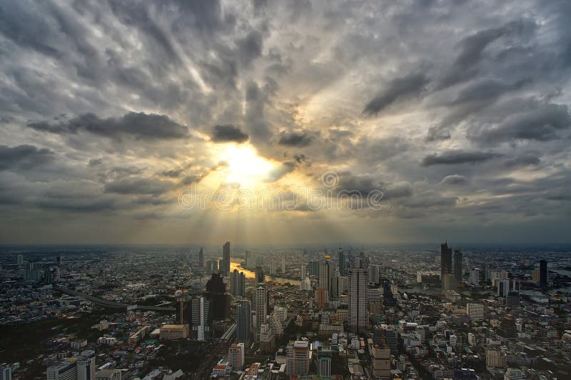 Bangkok city hight view stock image. Image of center - 136493901