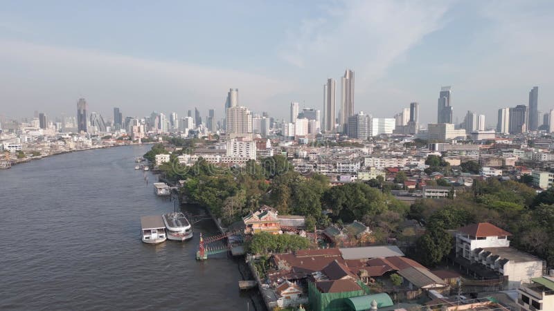 Bangkok at the Menam River, Buildings and City Overview. Stock Footage ...
