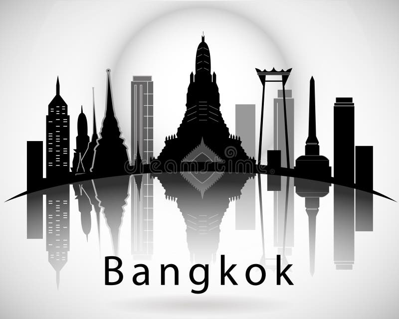 Bangkok City Skyline stock vector. Illustration of arun - 65134496