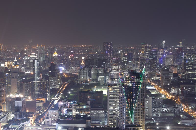 Bangkok City Top View at Night Stock Image - Image of bangkok ...