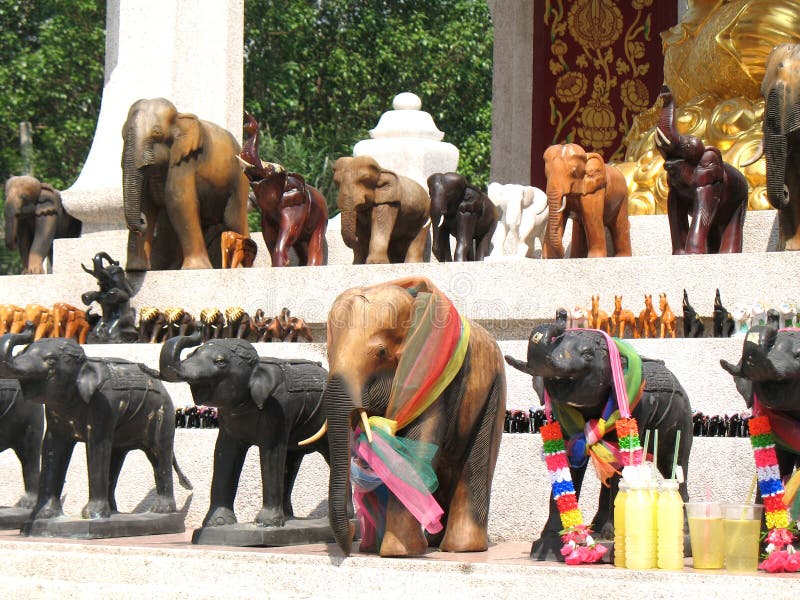Bangkok, Elephants on Religious Shrine Stock Image - Image of bangkok ...