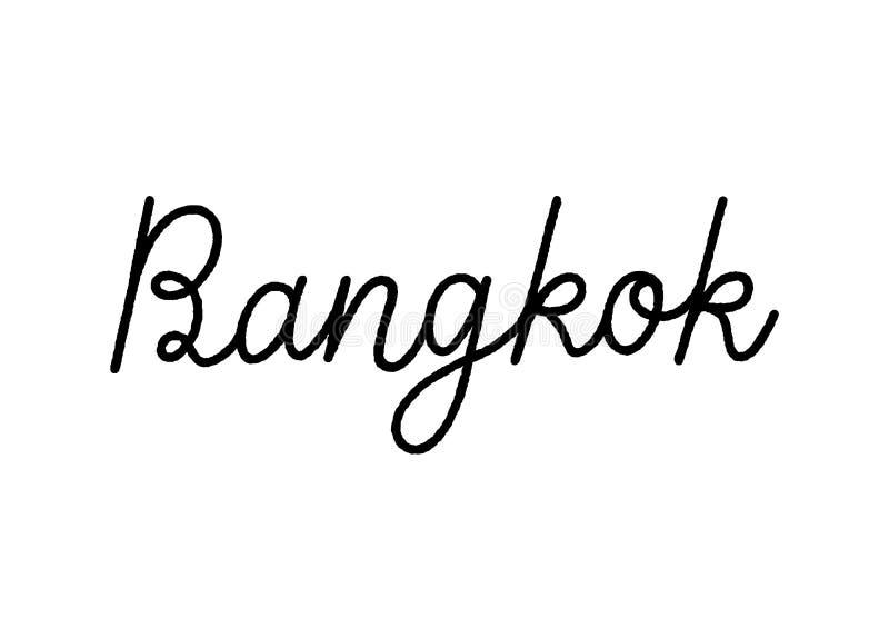 Bangkok Hand Lettering in Thai Language with Sunburst Lines Stock ...