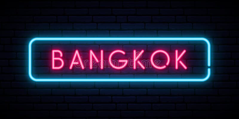 Neon Bangkok Name, Capital City in Thailand. Neon Text of Bangkok City ...