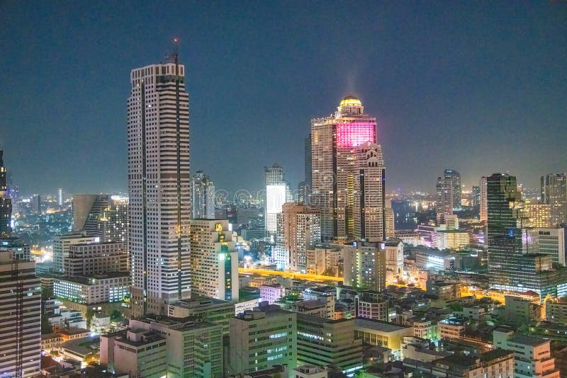 Bangkok Night Aerial View - Thailand Editorial Photo - Image of cloud ...