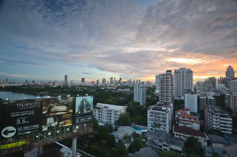 Bangkok sunset editorial stock photo. Image of lights - 37175758