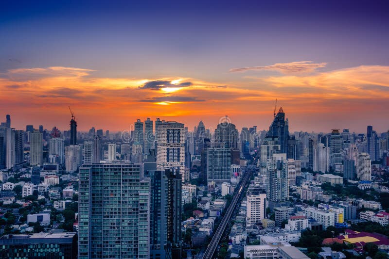 Bangkok Sunset stock image. Image of office, cityscape - 80454175