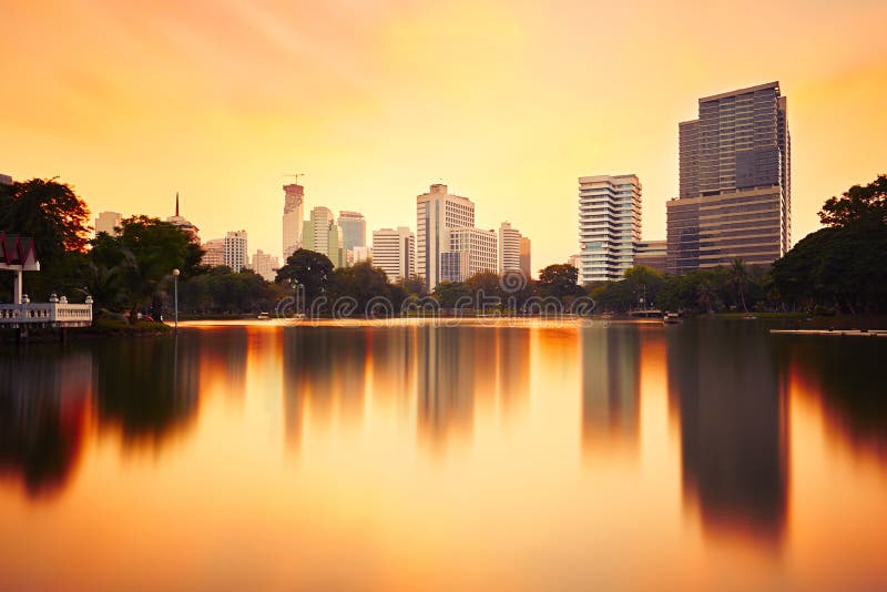 Bangkok at the sunset stock image. Image of prosperity - 64990939
