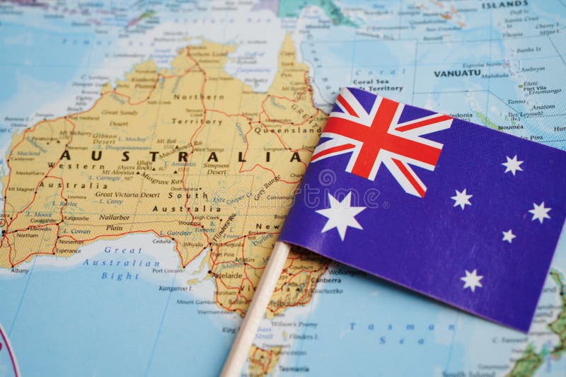 Bangkok, Thailand December 10, 2023 Australia Map in World Map Paper ...