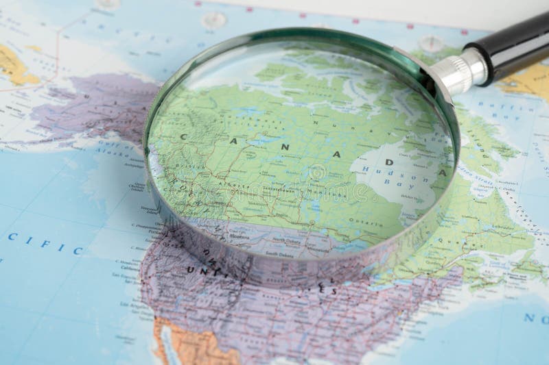 Bangkok, Thailand December 10, 2023 Canada Map in World Map Paper ...