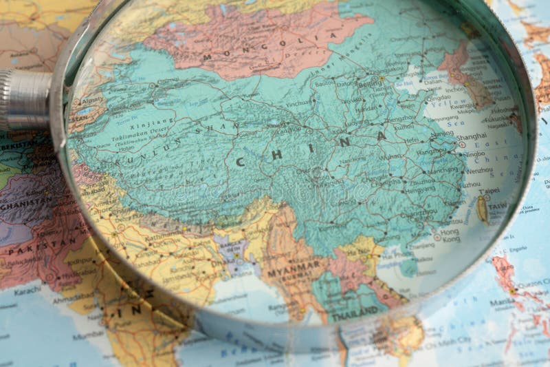 Bangkok, Thailand December 10, 2023 China Map in World Map Paper Stock ...