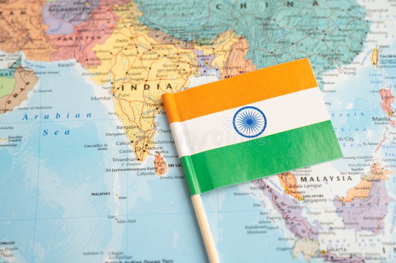 Bangkok, Thailand December 7, 2023, India Flag on World Map Editorial ...