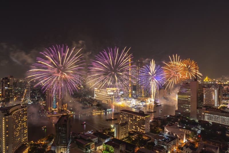 Bangkok Thailand, Fireworks Countdown Celebration, New Year Firework ...