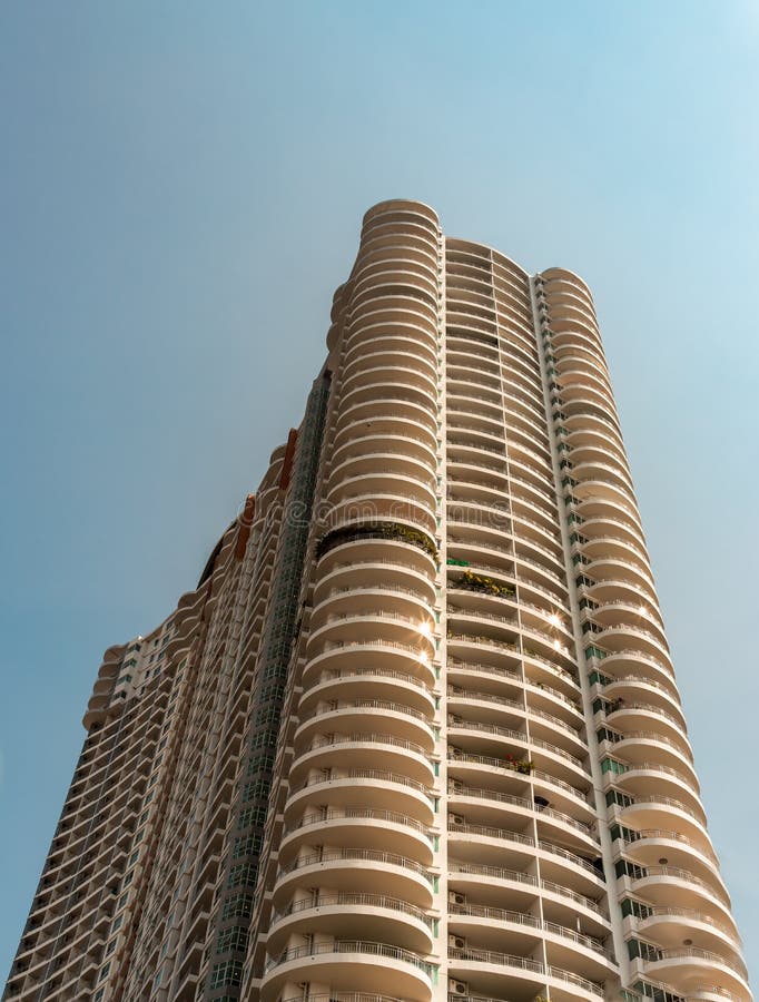 Low Angle Looking Up at Condominium Building with Repeating Structure ...