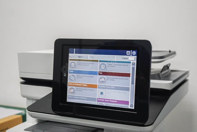 Bangkok / Thailand - July 26 2019: Close Up Printer Control Panel with ...