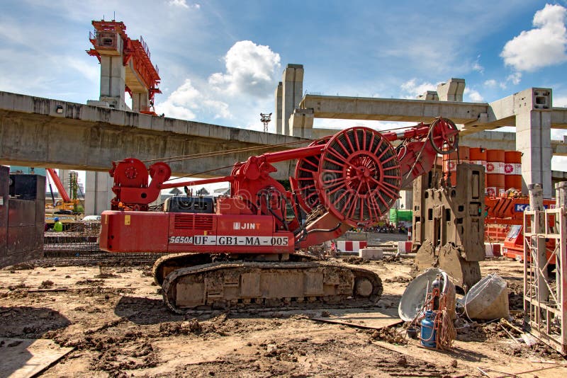 Construction Machine on Building Site. Editorial Photography - Image of ...