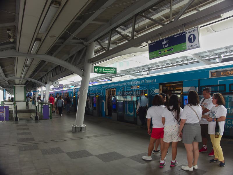 BANGKOK THAILAND-13 MAY 2019:BTS Asoke Station.on BANGKOK THAILAND-13 ...