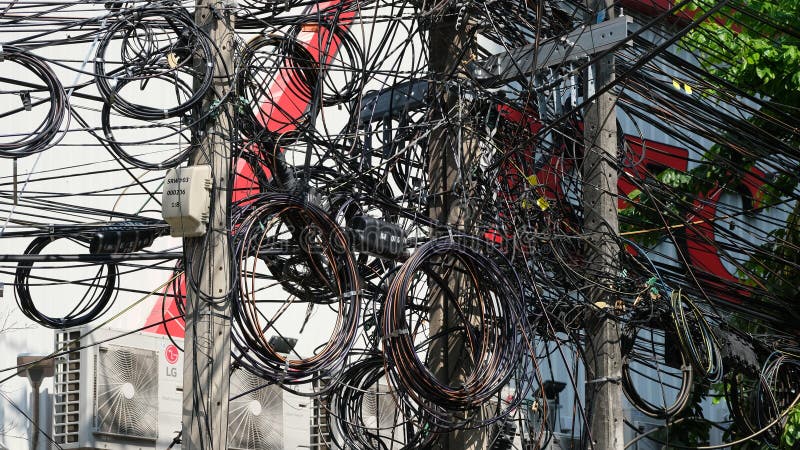 Loop and Entangled Cables in Thai Capital Editorial Photography - Image ...