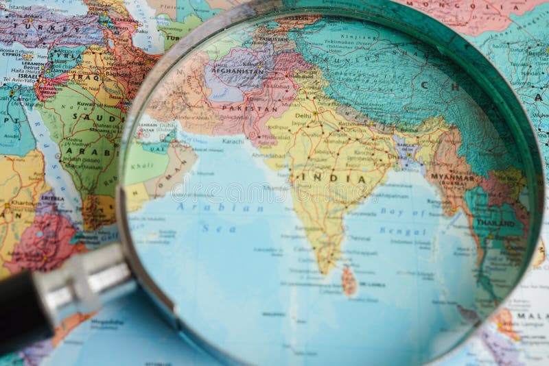 Bangkok, Thailand - May 15, 2022 Magnifying Glass on World Map Stock ...
