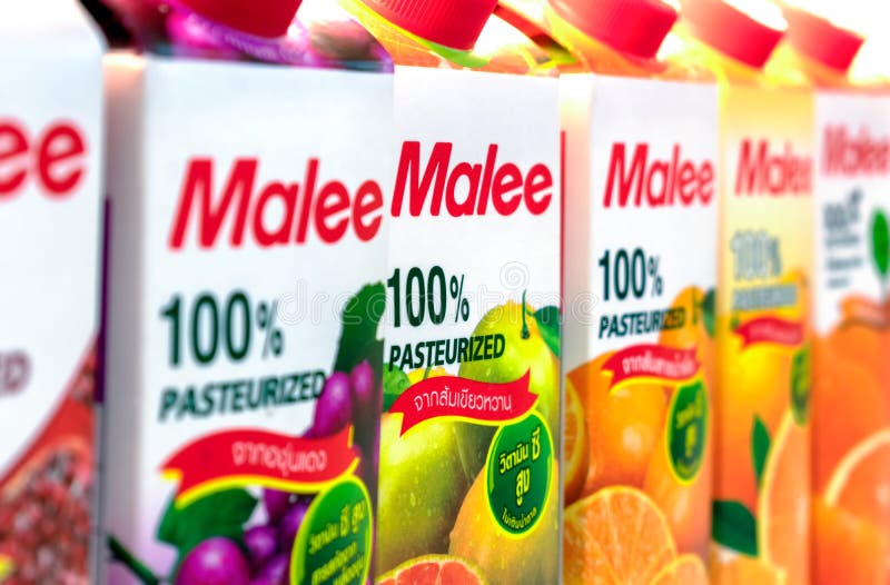BANGKOK, THAILAND - MAY 27, 2019: Pasteurized Malee 100 Fruit Juices ...