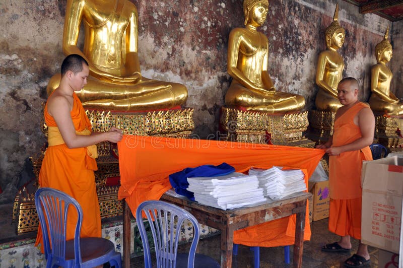 Bangkok, Thailand: Monks Folding Robe Editorial Photography - Image of ...