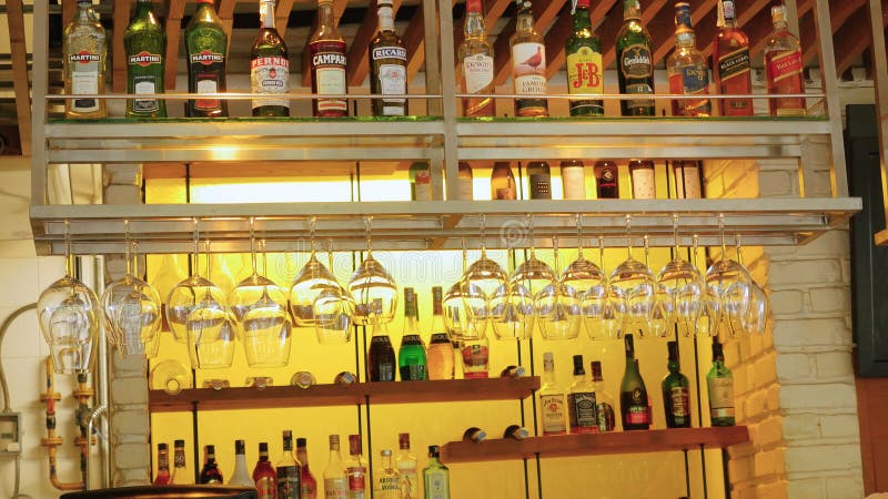 BANGKOK, THAILAND 23 November 2015 Empty Bar with Alcohol in Restaurant ...