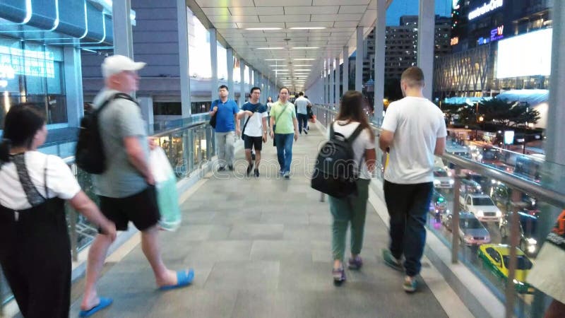 BANGKOK THAILAND -OCTOBER 4,2019 :Hyper Lapse of People Walking on the ...