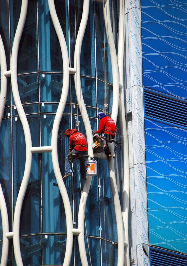 Bangkok, Thailand: Window Washers Editorial Stock Photo - Image of ...