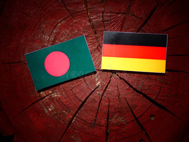 Bangladesh Flag with German Flag on a Tree Stump Stock Photo - Image of ...