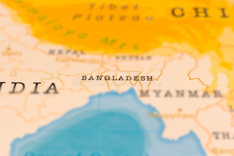 Bangladesh in Focus on a Tilted World Map. Stock Illustration ...