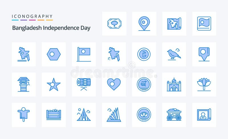 25 Bangladesh Independence Day Blue Icon Pack Stock Vector ...