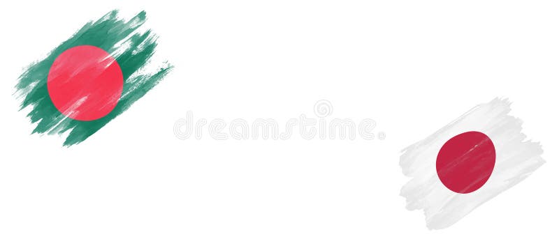 Bangladesh and Japan Flags on White Stock Illustration - Illustration ...