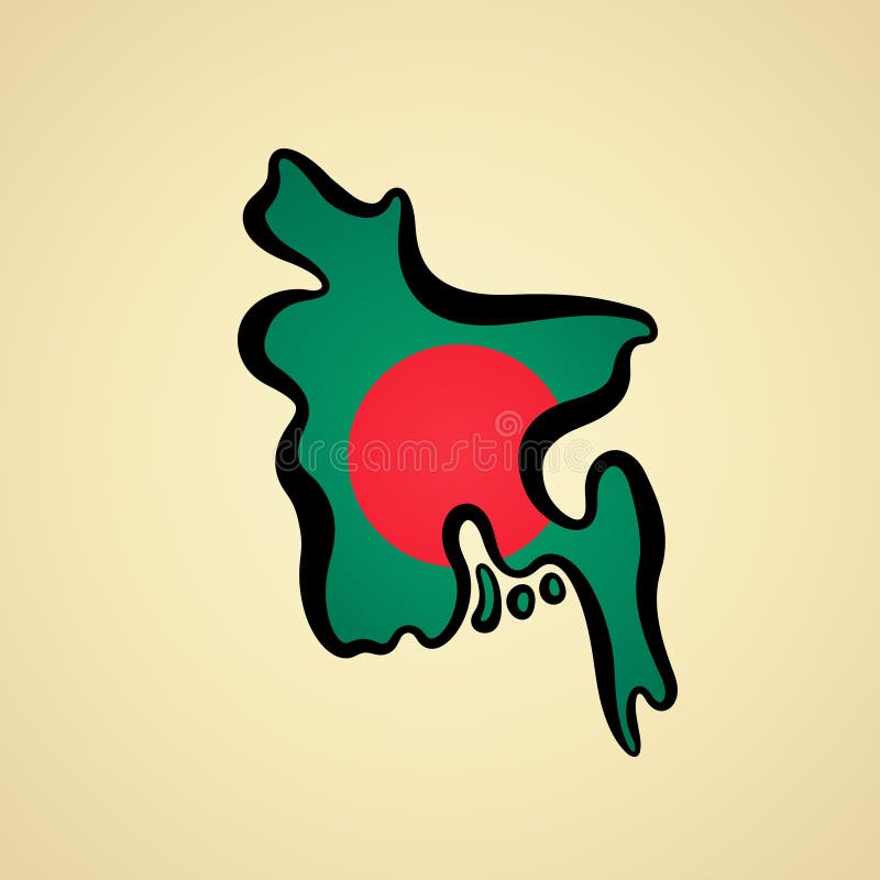 Bangladesh - Map Colored with Flag Stock Vector - Illustration of ...