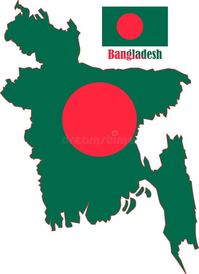 Bangladesh Map and Flag Illustration Vector Stock Vector - Illustration ...