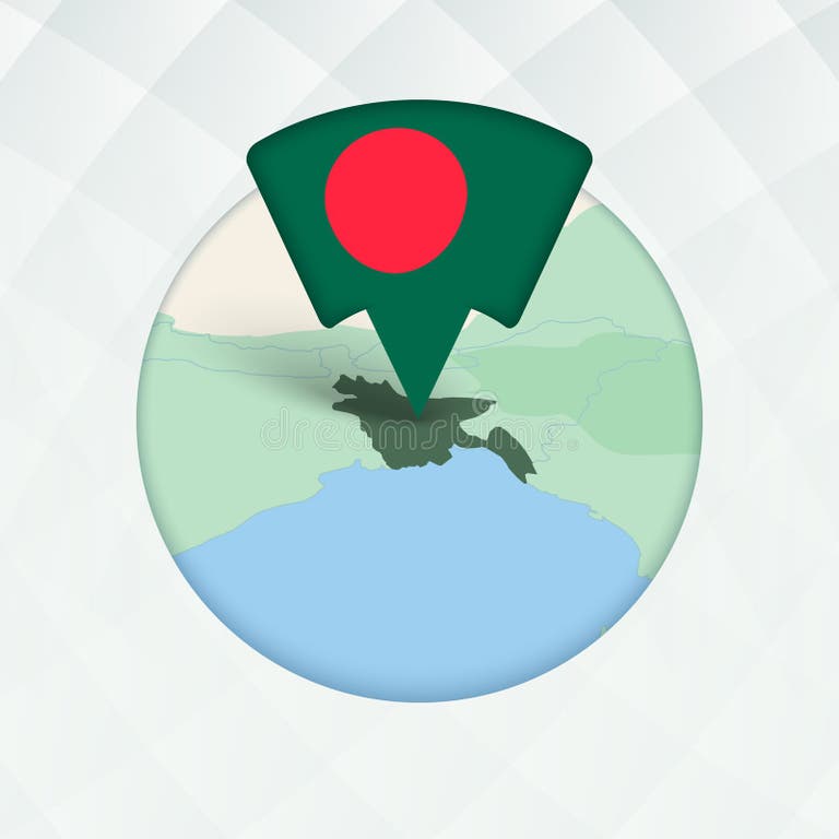 Bangladesh Map Highlighted with Flag Marker Stock Vector - Illustration of geography, location ...